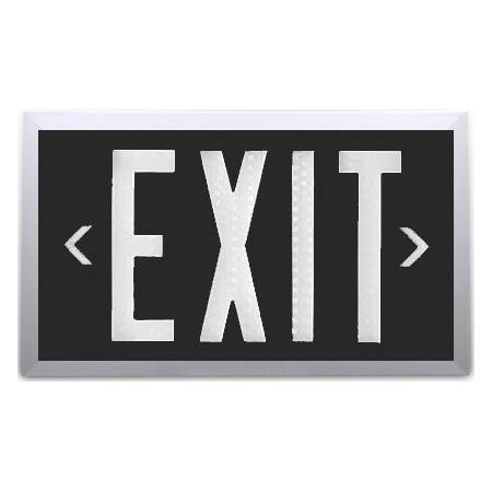10-Year Self Luminous Exit Sign - Black Face - Vandal Resistant Brushe