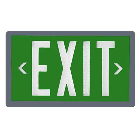 20-Year Self Luminous Exit Sign - Green Face - Gray Frame - Single or